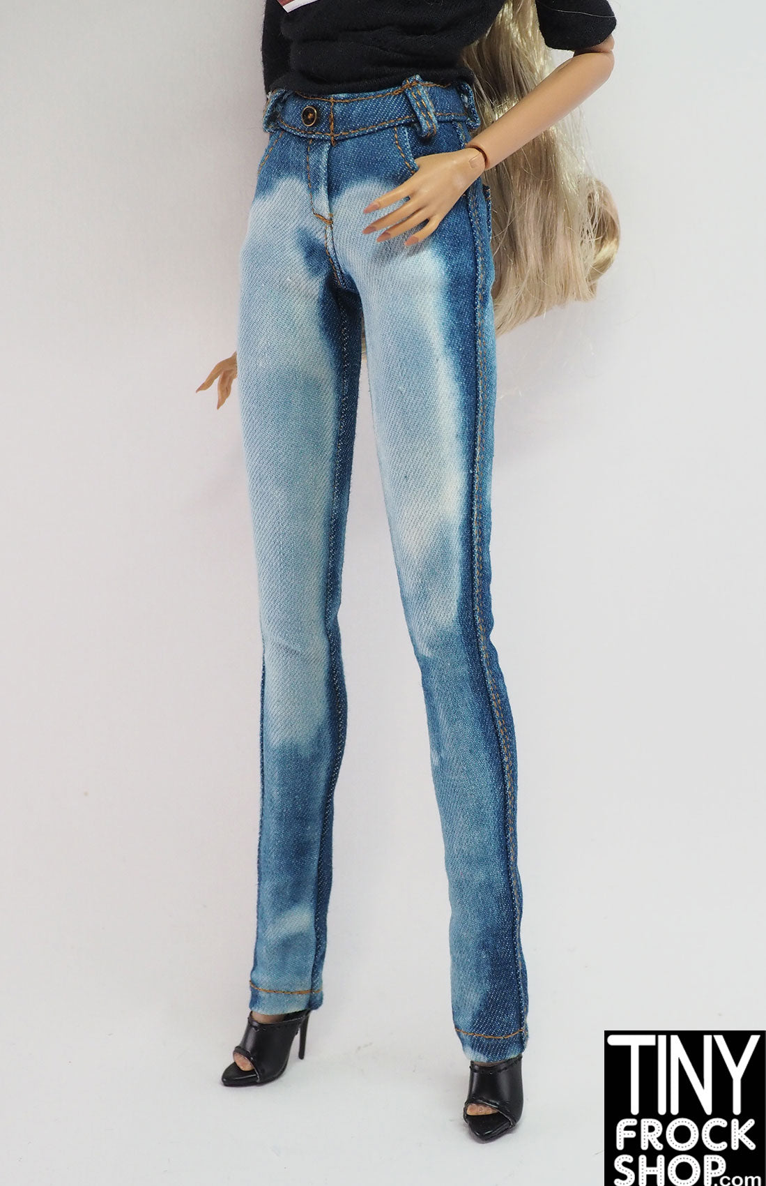12" Fashion Royalty Bleached Blue Denim Jeans