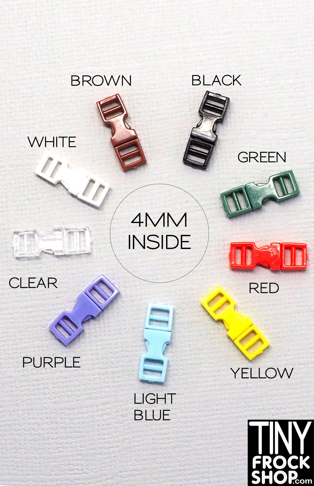 4mm Super Mini 12" Fashion Doll Doll Size Plastic Snap Buckles Pack Of