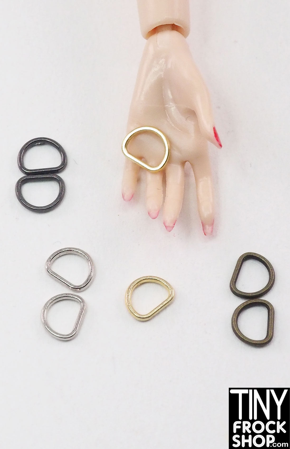 5MM - 12" Fashion Doll Mini Metal D Rings - Pack of 2 pieces